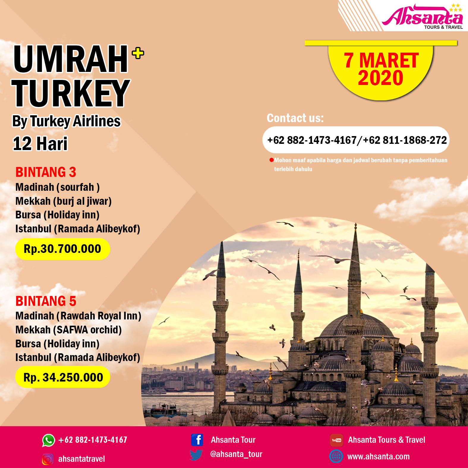 UMRAH PLUS TURKEY 2020 – Ahsanta Tours & Travel